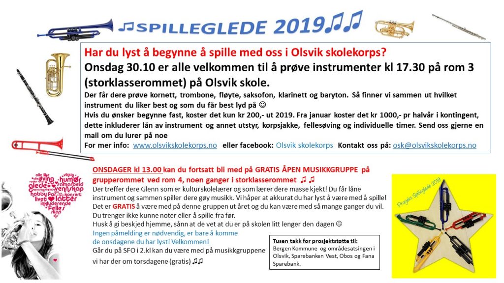 Diverse info | Olsvik skolekorps